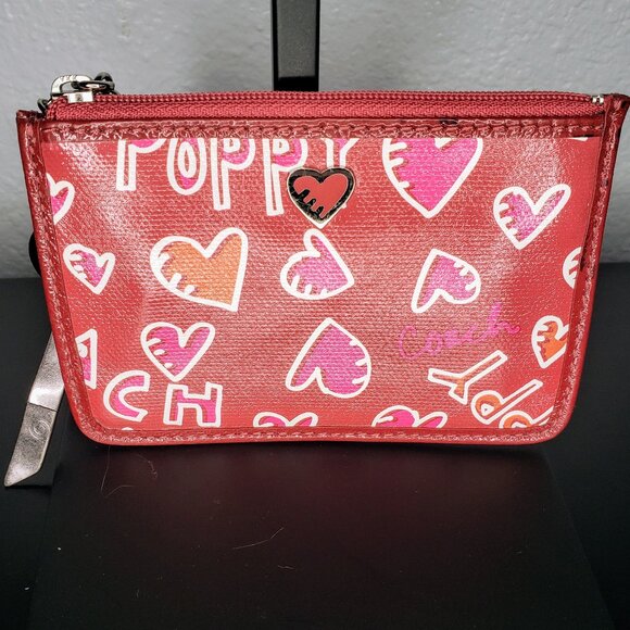 Coach | Bags | Coach Poppy Wallet And Key Ring Red And Pink Heart ...